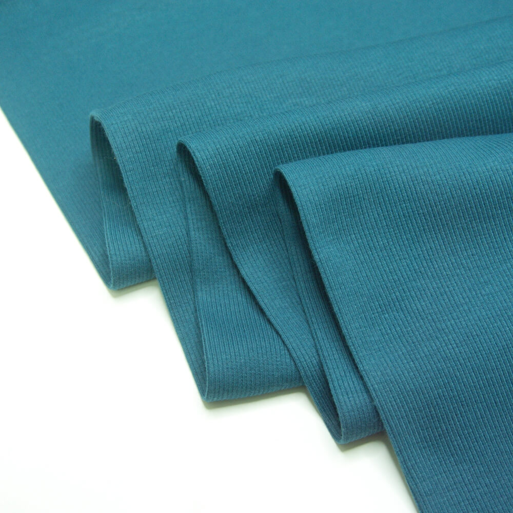 Cotton Tubular Rib Knit - Petrol Sample - Gala Fabrics